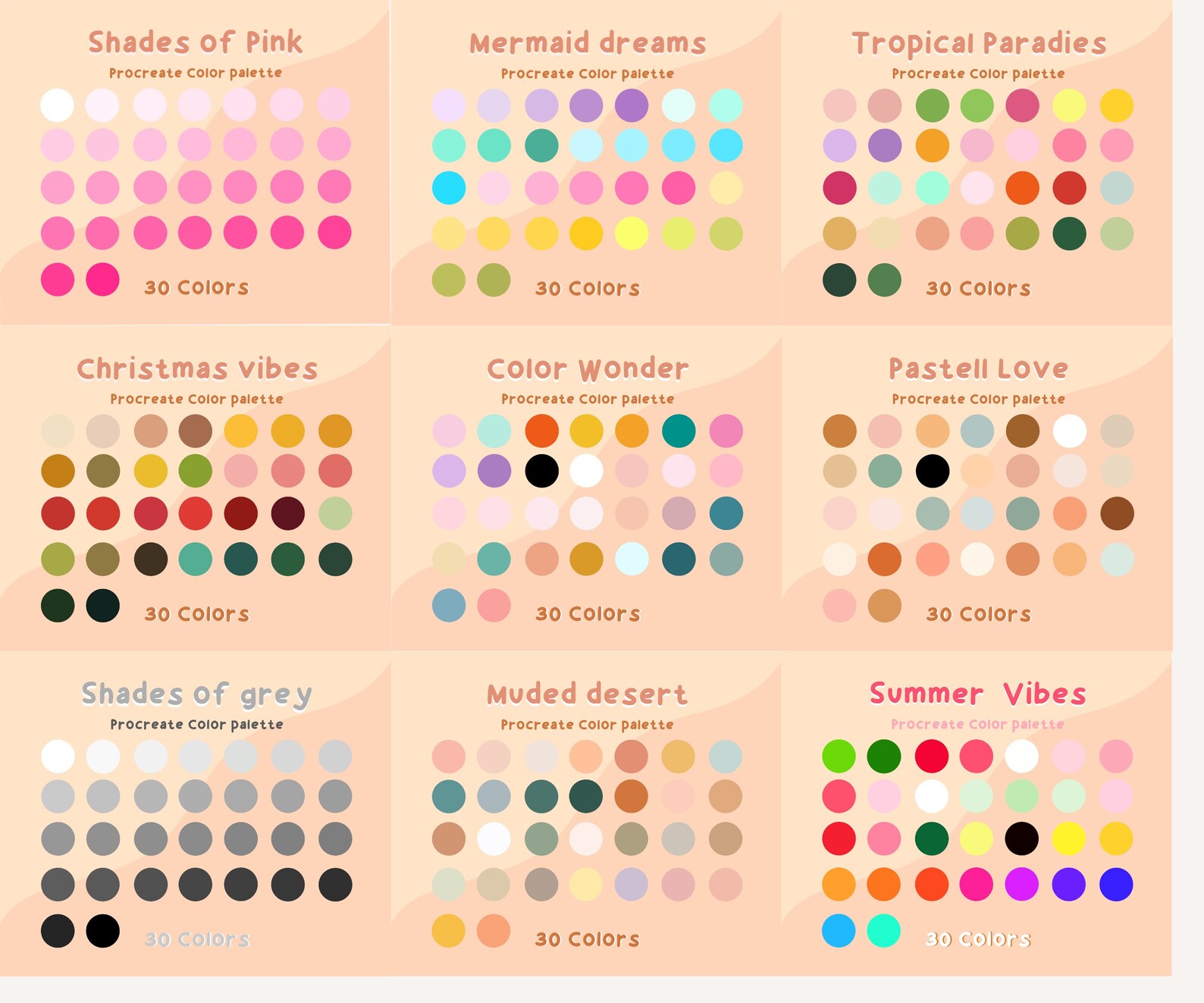 XXL Color Palette Bundle Procreate 1050 Colors 35 Palettes - Etsy