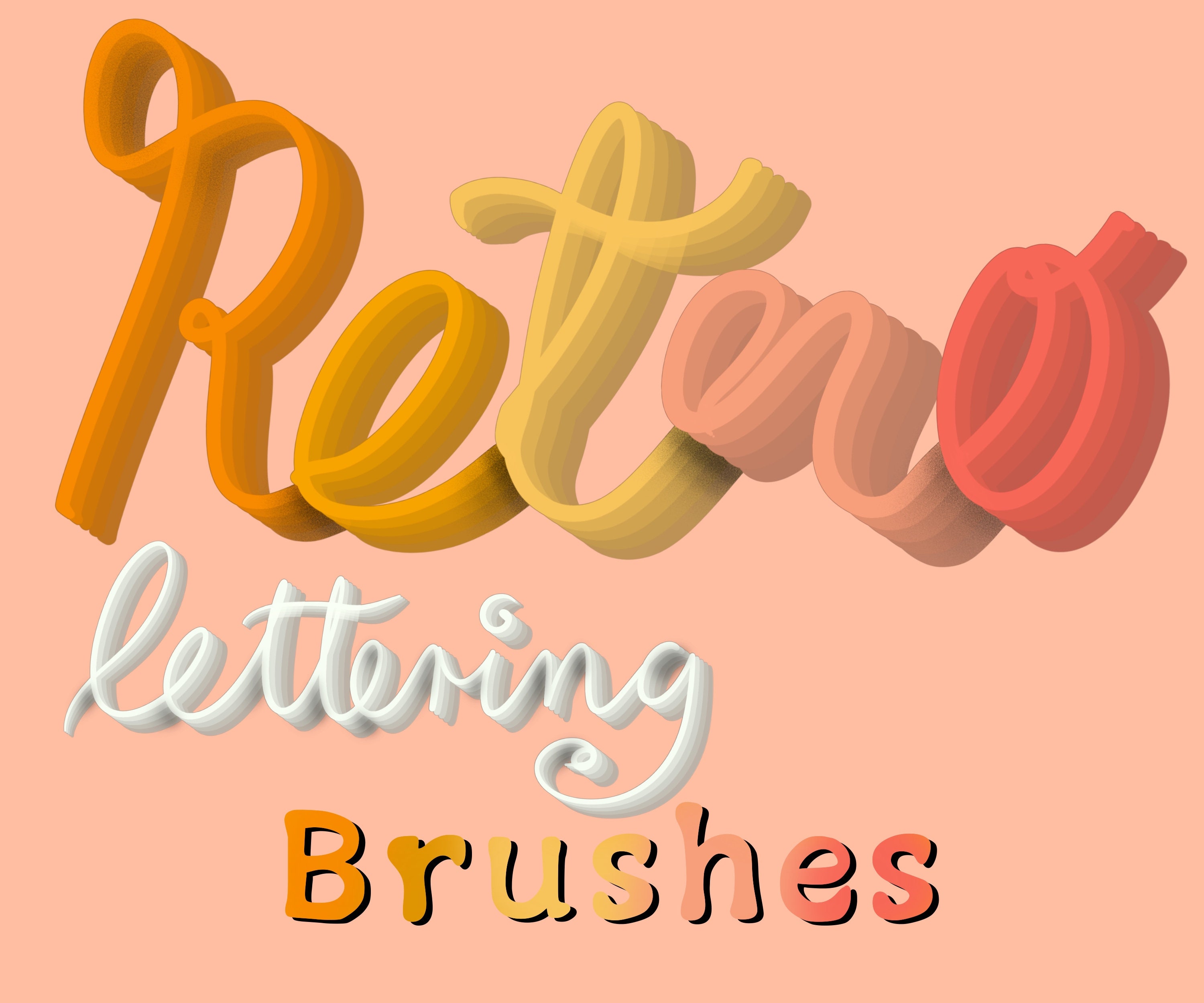 Procreate 3D Lettering Brushes 5 Different Brushes iPad Lettering ...