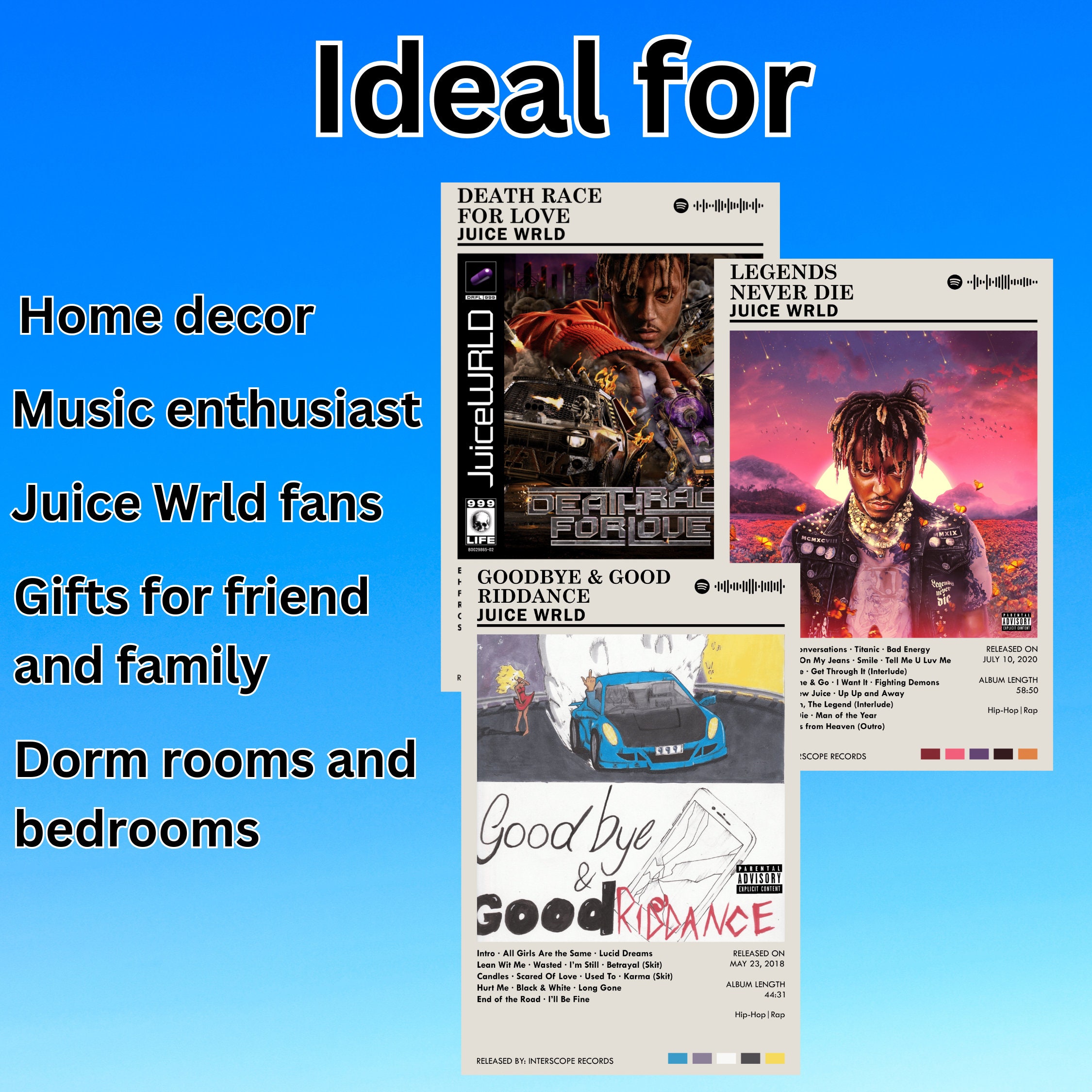 Juice Wrld Album Poster Set Juice Wrld Album Cover Juice Wrld Wall Art ...