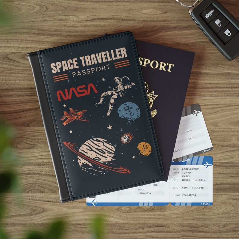 Space Traveler Passport Cover: NASA Print, RFID Blocking Faux Leather ...