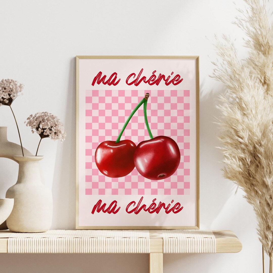 Matte Vertical Poster Charming Cherry, Cute Vintage Wall Art, French ...