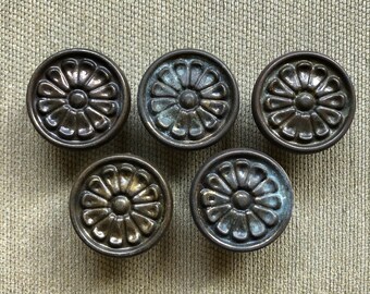 Antique Brass Flower Knobs - Etsy