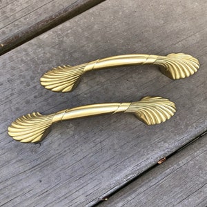 Vintage Polished Brass Finish Drawer Pull Shell End 1 AVAILABLE, Art ...