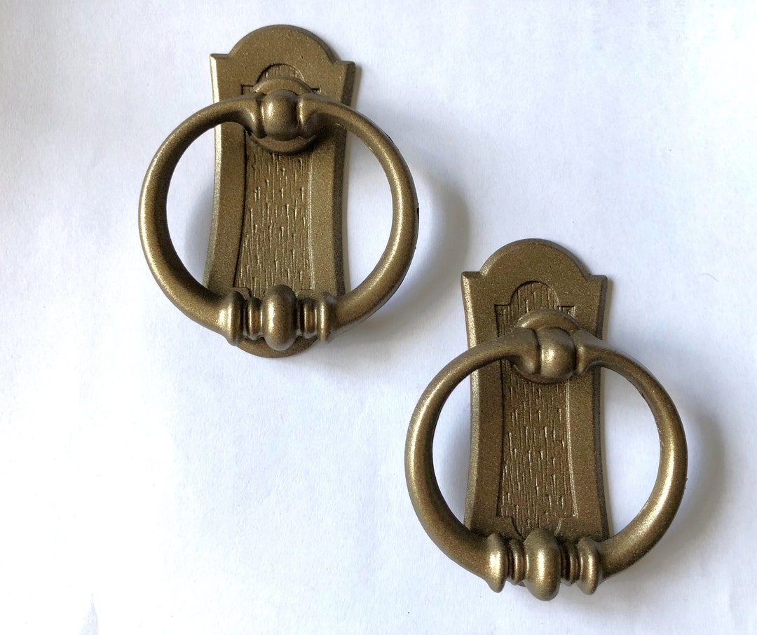 Vintage Antique Brass Painted Ring Drawer Pulls and Backplates SETS OF ...