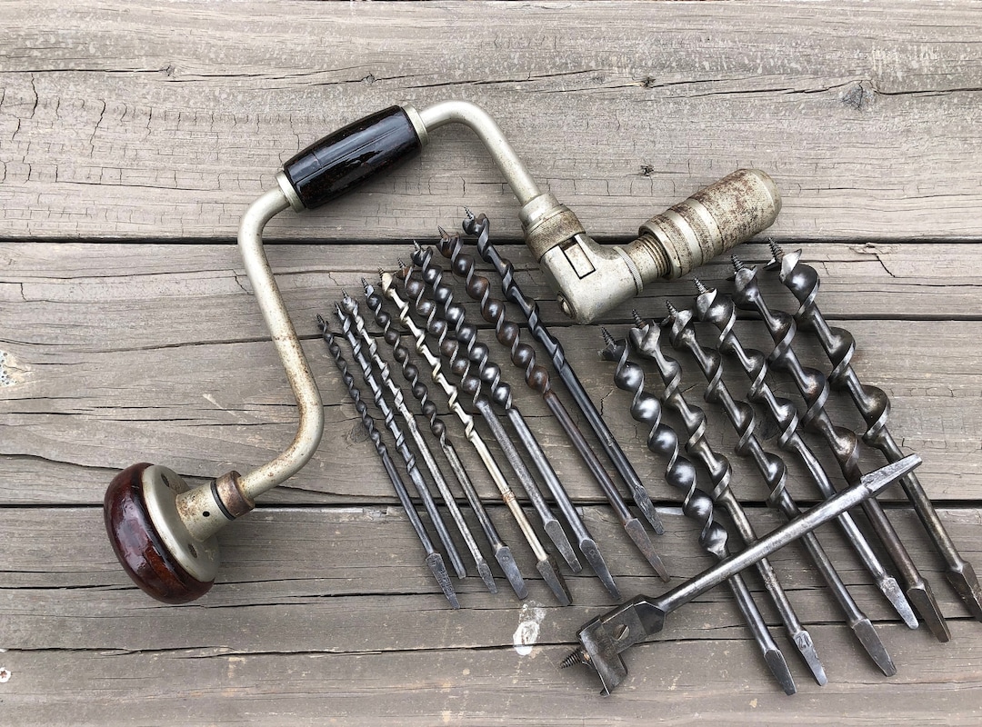 Vintage Craftsman 10" Auger Bit Brace, Hand Drill Driver With 15 Bits ...