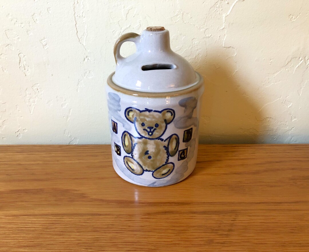 Louisville Stoneware Coin Bank Teddy Bear, Ceramic Jug Bank, Alphabet ...