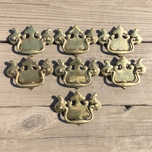 Vintage Chippendale Drawer Pulls Brass Finish 7 AVAILABLE, Dresser Pulls, Cabinet Pulls, Bat ...