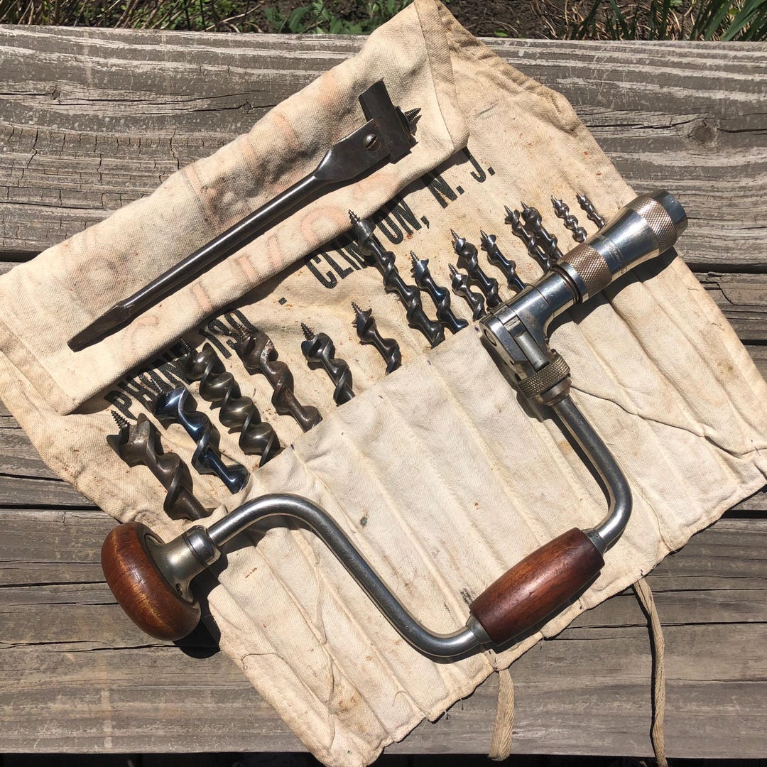 Antique Millers Falls Brace No 322 10" Sweep With 15 Auger Bits (1/4 ...