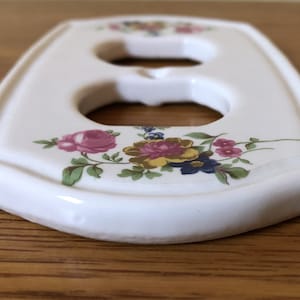 Vintage Ceramic Porcelain Outlet Cover Flowers, Socket Cover, Shabby ...