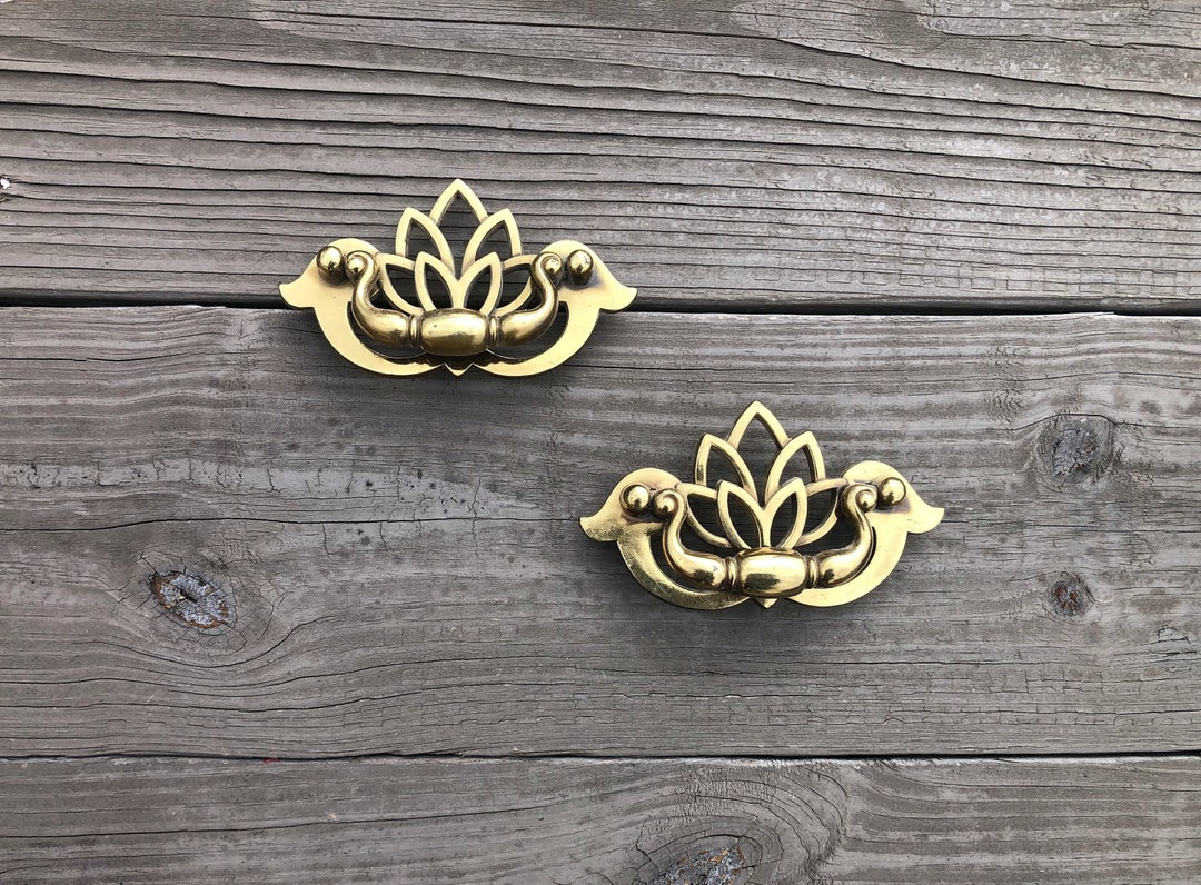 Vintage Brass Color Chippendale Drawer Pulls 8 AVAILABLE, KBC Keeler ...