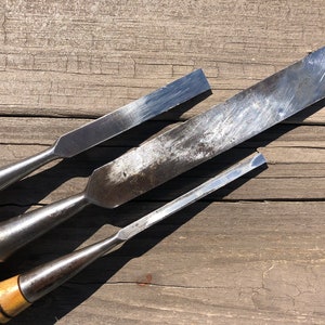 Vintage Bevel Edge Chisels LOT OF 3, PEXTO 1/4", Stanley 1/2", Union 1 ...