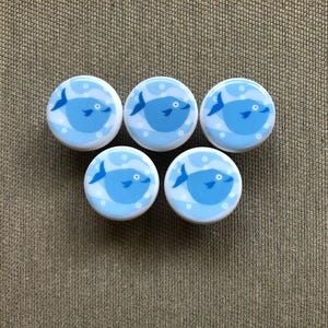 Vintage Ceramic Drawer Knobs Whale 5 AVAILABLE Blue White Whale Knobs, Fish Dresser Knobs ...