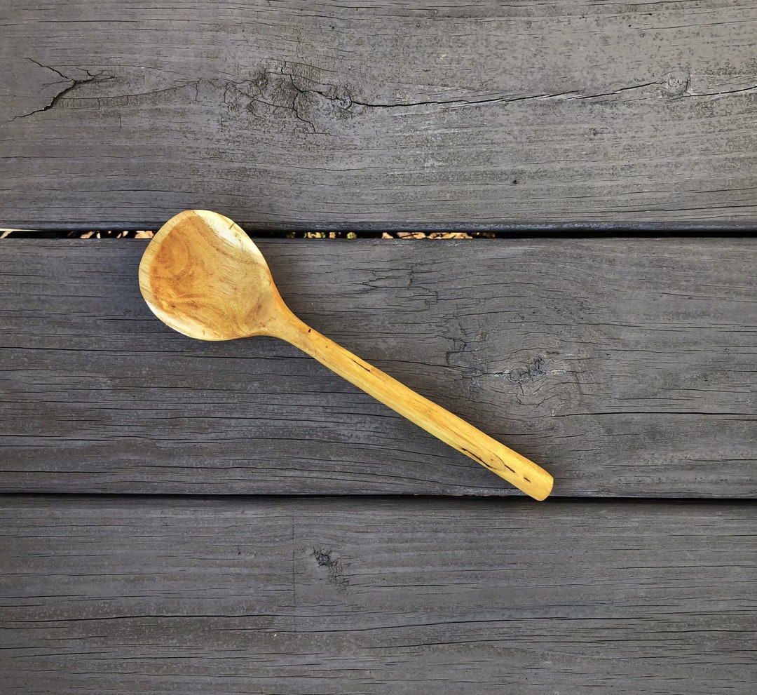 Handmade Wooden Spoon, Carved White Mulberry Wood Serving Spoon ...