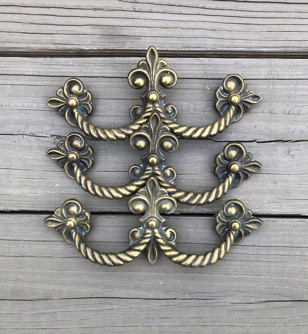 Vintage French Provincial Brass Finish Drawer Pulls 3 AVAILABLE French ...