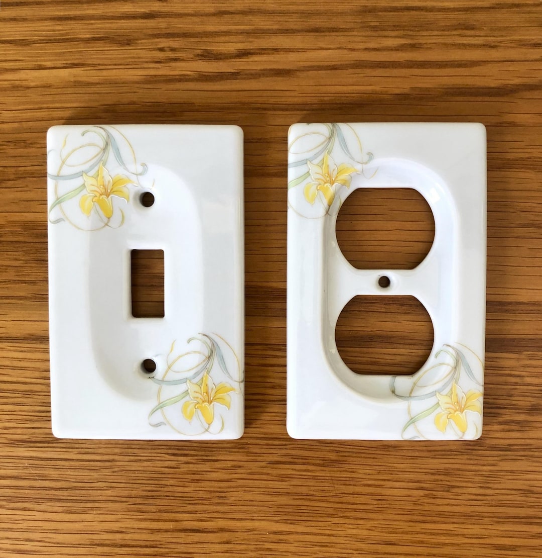 Vintage Ceramic Floral Outlet Cover, Floral Switch Plate, Flowers ...