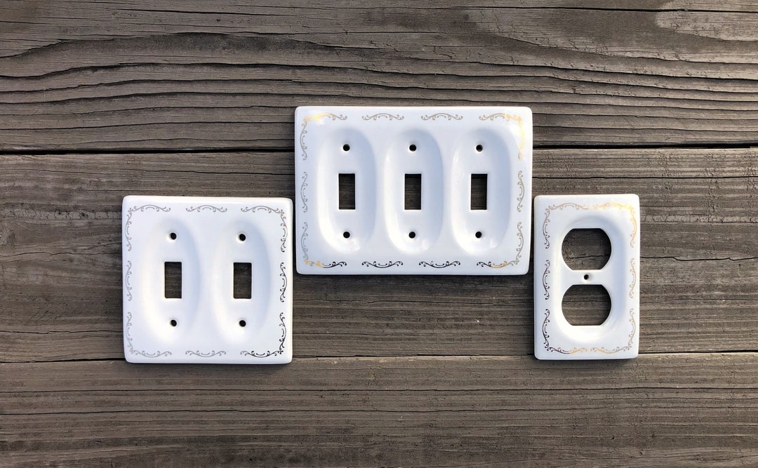 Vintage Ceramic Light Switch Plates DOUBLE & TRIPLE, Vintage Outlet ...