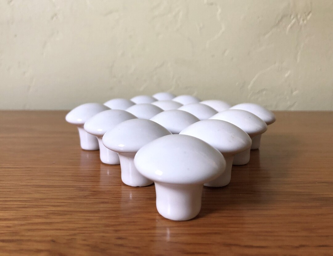 Vintage White Ceramic Porcelain Drawer Knobs SETS OF 3, Dresser Knobs, Cabinet Knobs, Drawer ...