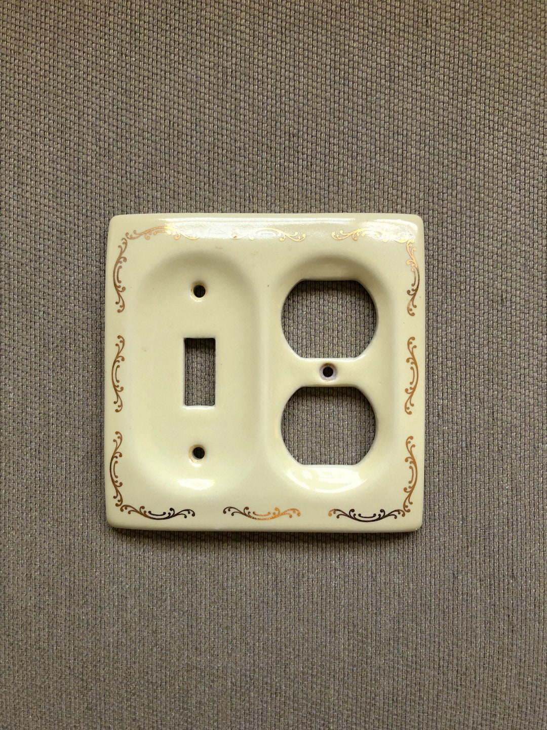 Vintage Ceramic Switch Plate Cover Combination Outlet Cover, Yellow ...