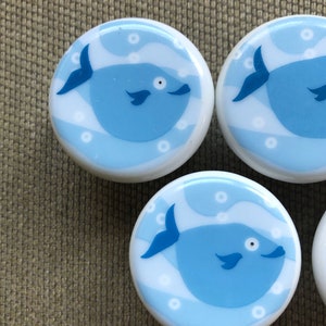 Vintage Ceramic Drawer Knobs Whale 5 AVAILABLE Blue White Whale Knobs, Fish Dresser Knobs ...