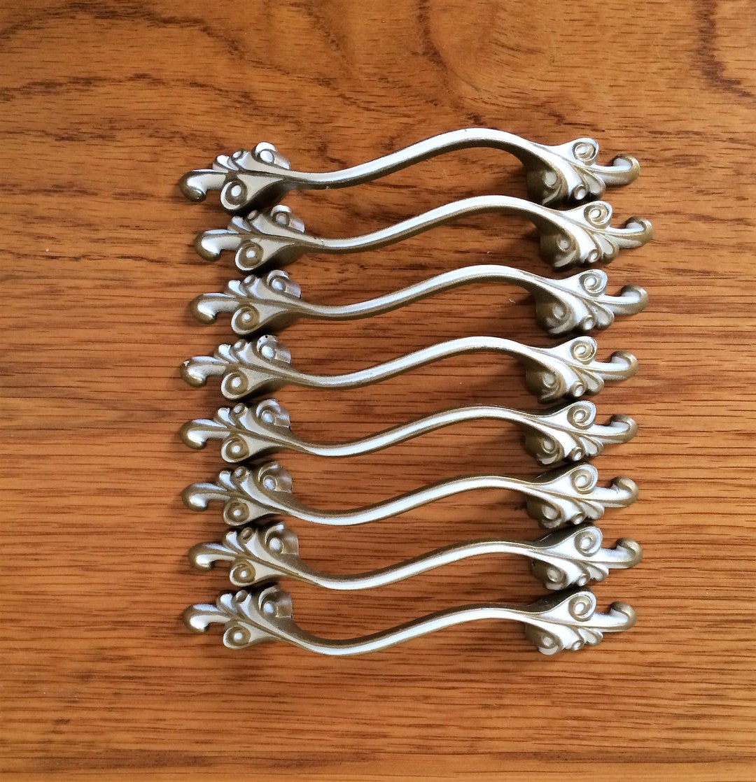 Vintage French Provincial Drawer Pulls SETS OF 2, Gold White Dresser ...