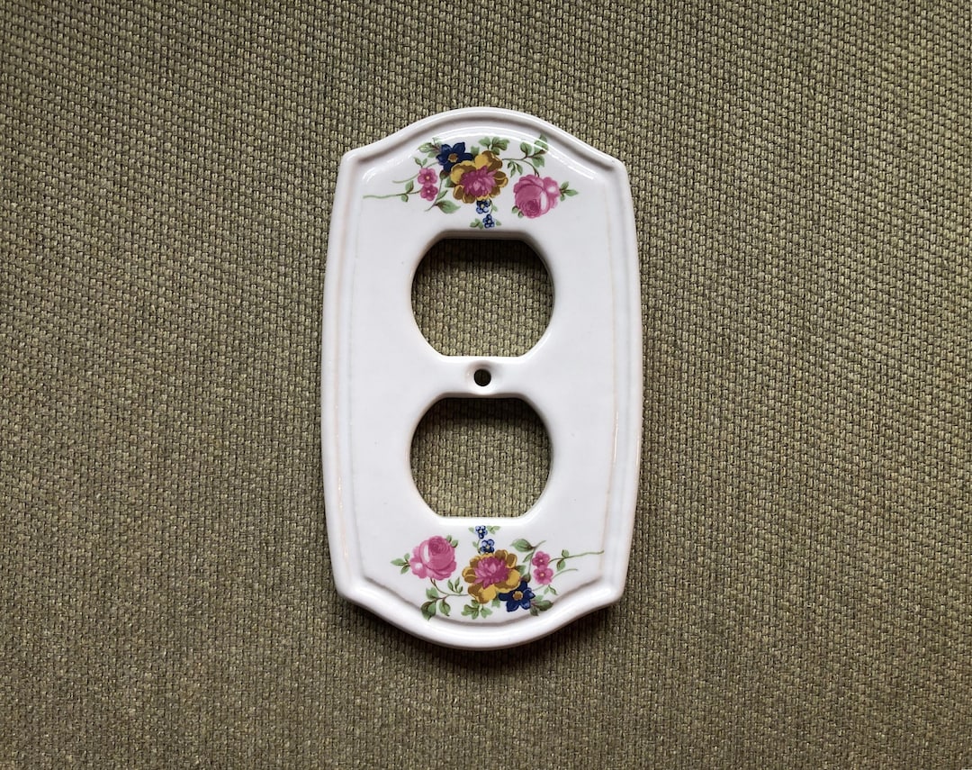 Vintage Ceramic Porcelain Outlet Cover Flowers, Socket Cover, Shabby ...
