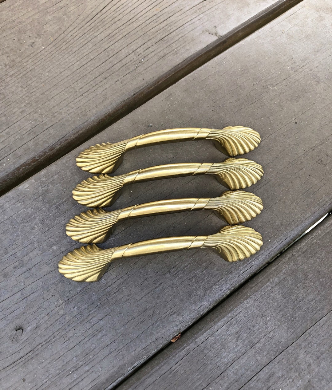 Vintage Polished Brass Finish Drawer Pull Shell End 1 AVAILABLE, Art ...