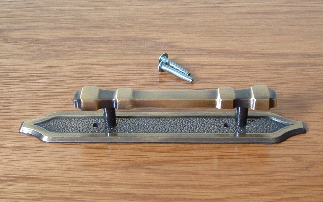 Vintage Brass Finish Drawer Pulls With Backplates SETS OF 2 - Etsy