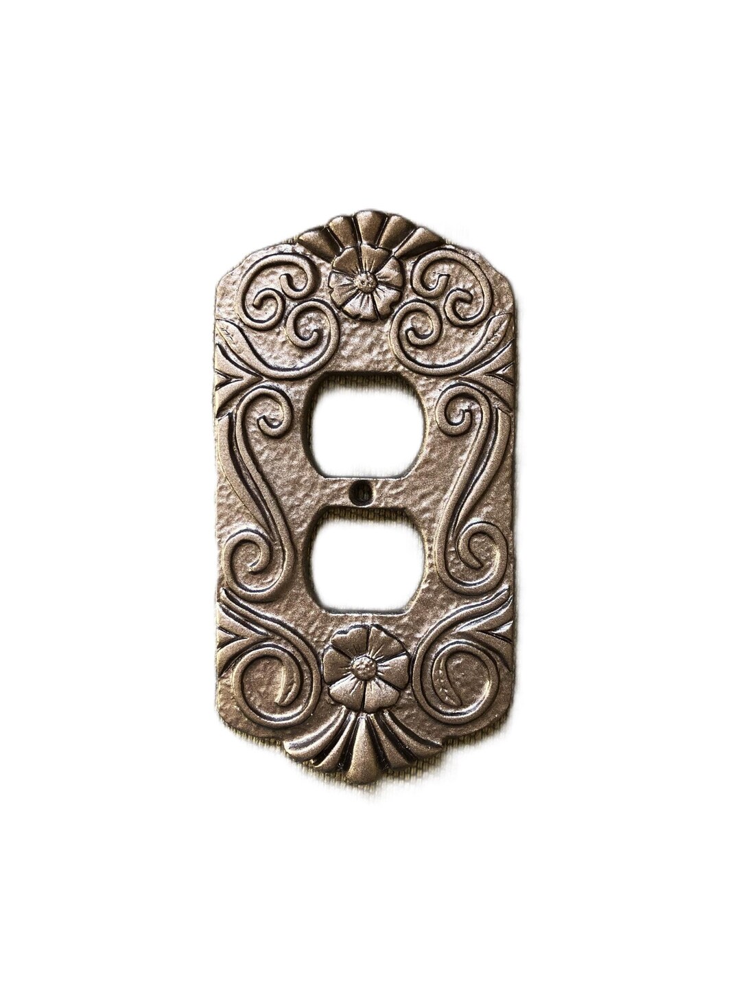 Vintage Antique Brass Painted Finish Electrical Outlet Cover Ceramic 2 ...