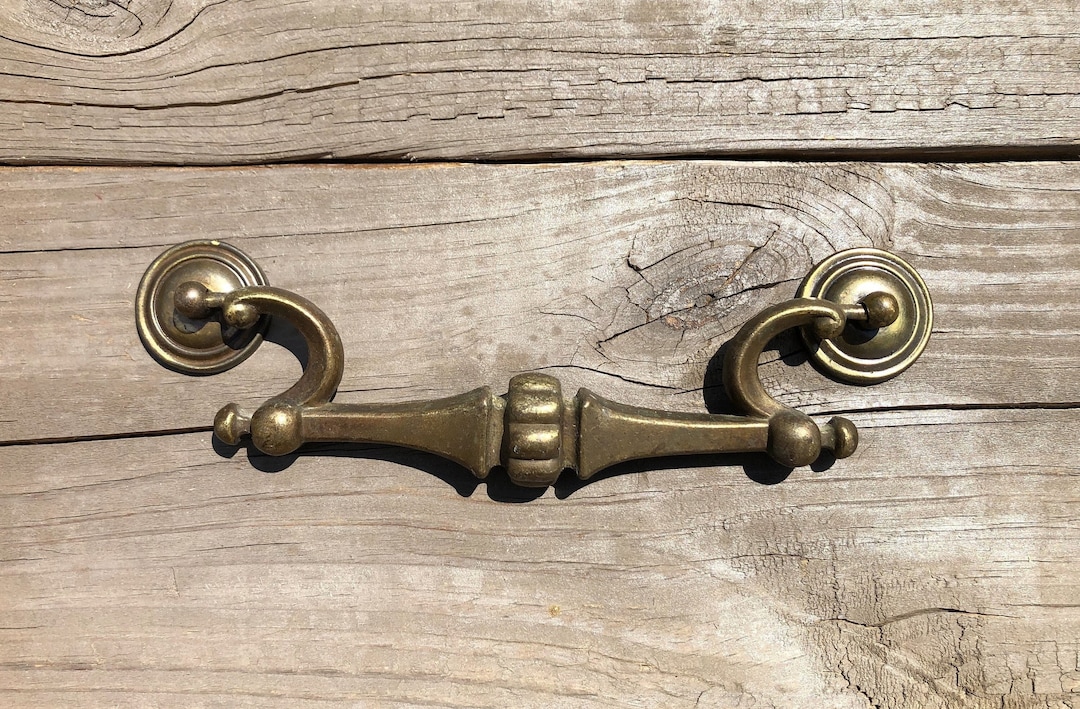 Vintage Brass Drawer Pulls Drop Bail Rosettes 2 AVAILABLE, LARGE ...