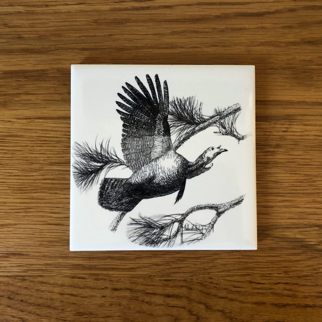 Vintage Flying Wild Turkey Tile / Trivet Richard Bishop, Robertson ...