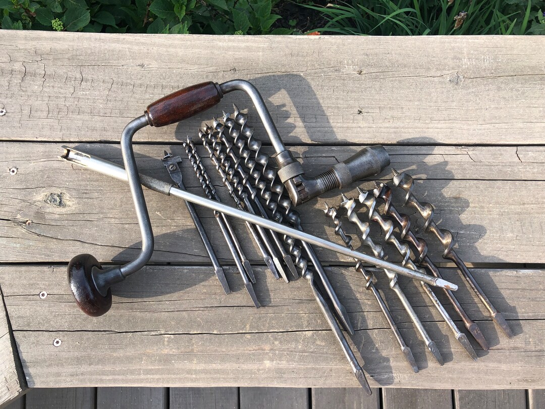 Antique L.S. - 12 Inch - Auger Bit Brace Vintage Wood Drill Driver With ...