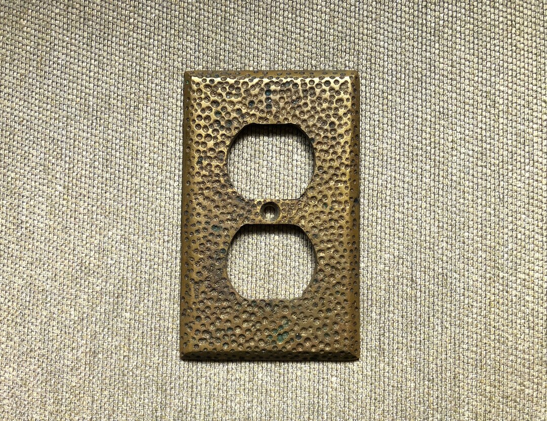 Vintage Outlet Cover Mid Century Brass Hammered Style, Socket Cover ...