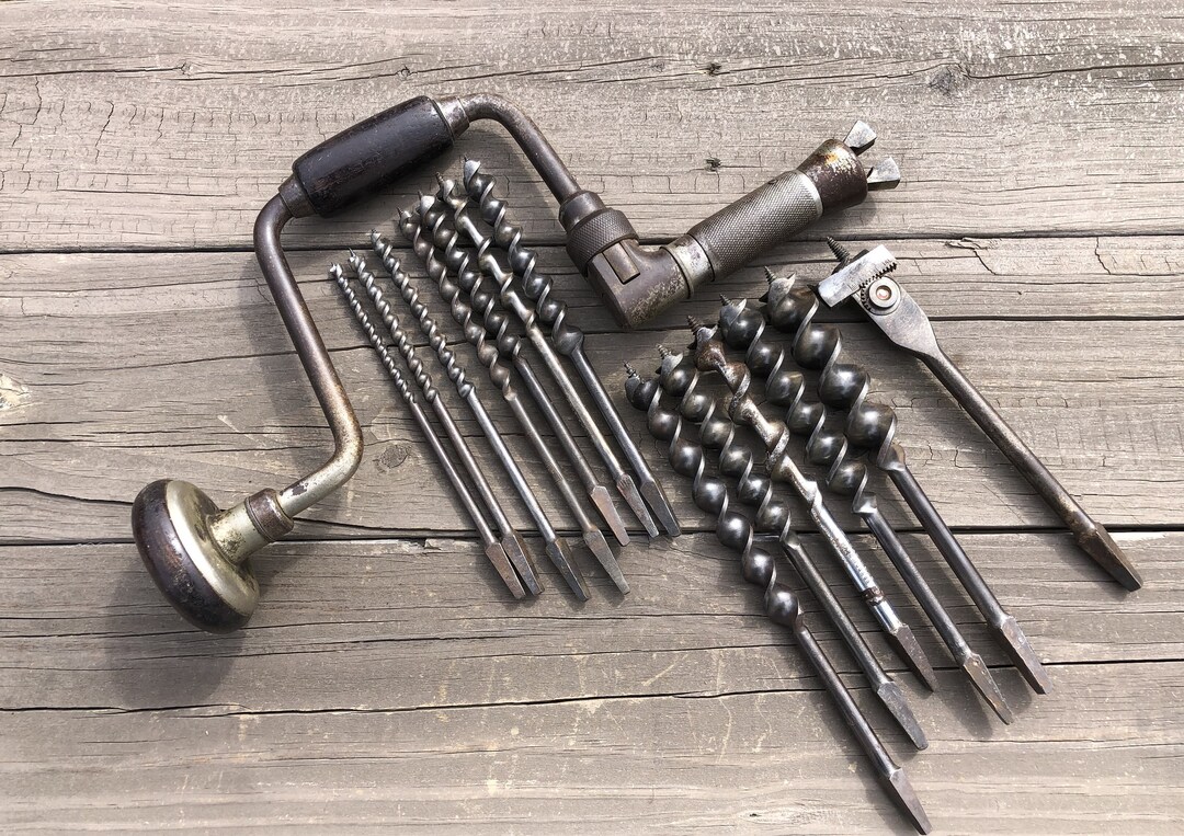 PS & W Brace No 7010 10 INCH Sweep With 12 Auger Bits and Irwin Micro ...