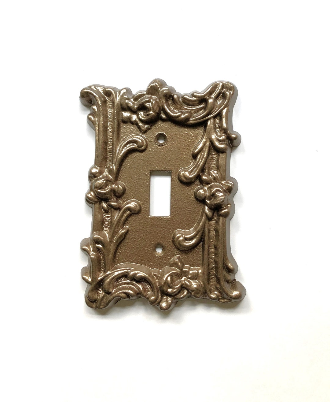 Vintage Single Switch Plate Cover Floral, Antique Brass Painted Light ...