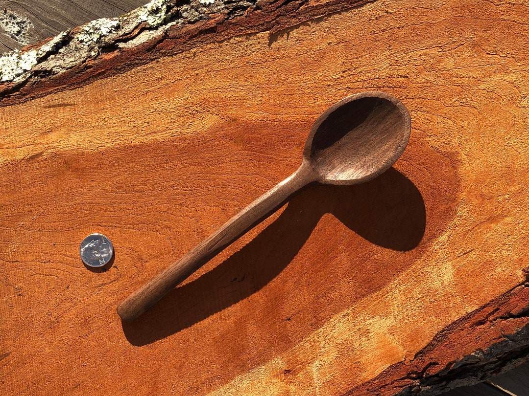 Handmade Wooden Spoon, Carved Walnut Wood Serving Spoon, Handcrafted ...