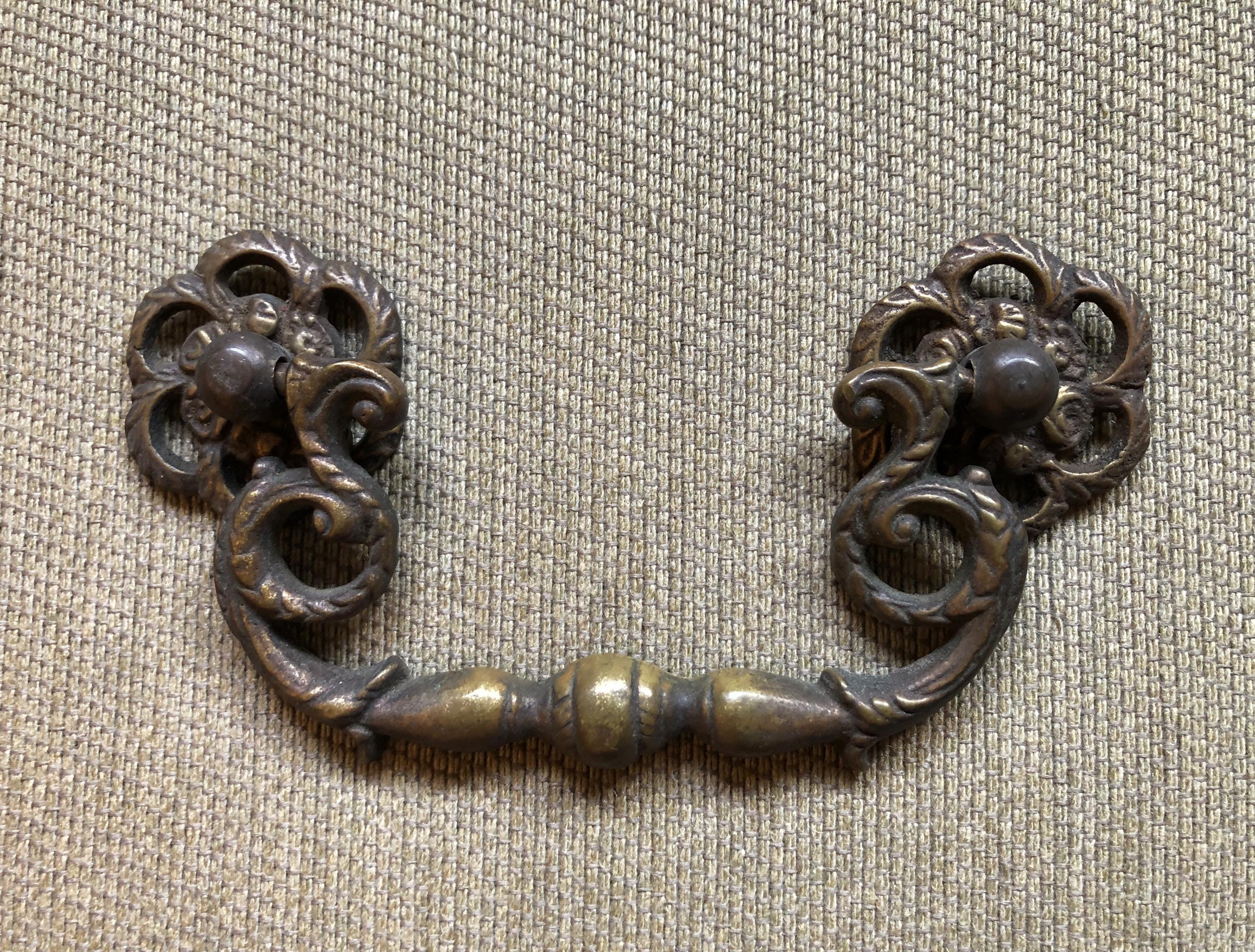 French Provincial Brass Drawer Pull With Rosettes, Victorian Dresser ...