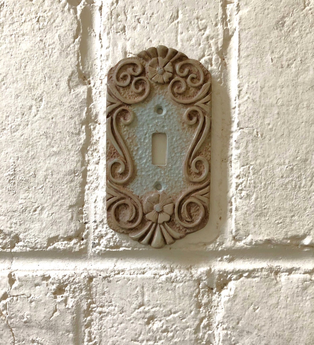 Vintage Switch Plate Cover Ceramic Floral, Flowers, Swirls, Single ...