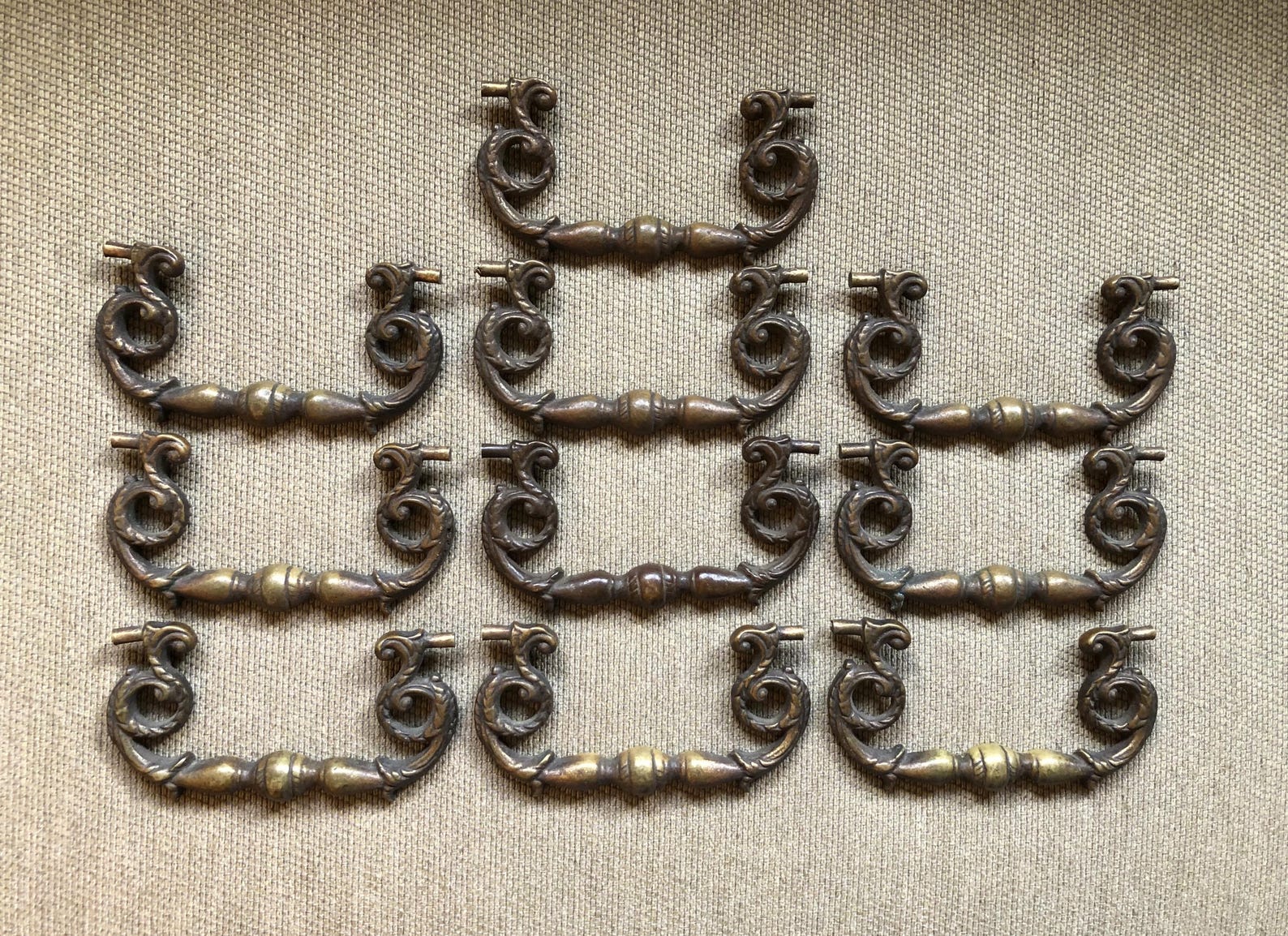 French Provincial Brass Drawer Pull With Rosettes, Victorian Dresser ...