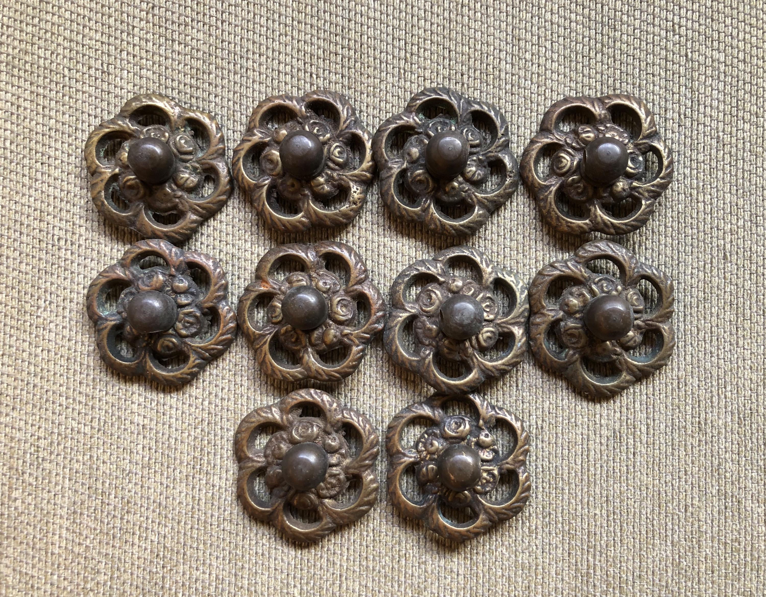 French Provincial Brass Drawer Pull With Rosettes, Victorian Dresser ...
