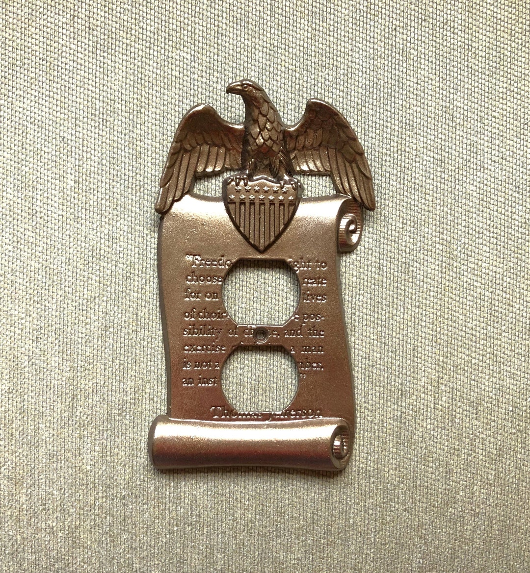 Vintage Eagle Outlet Cover Antique Brass Painted Finish, Mid Century ...