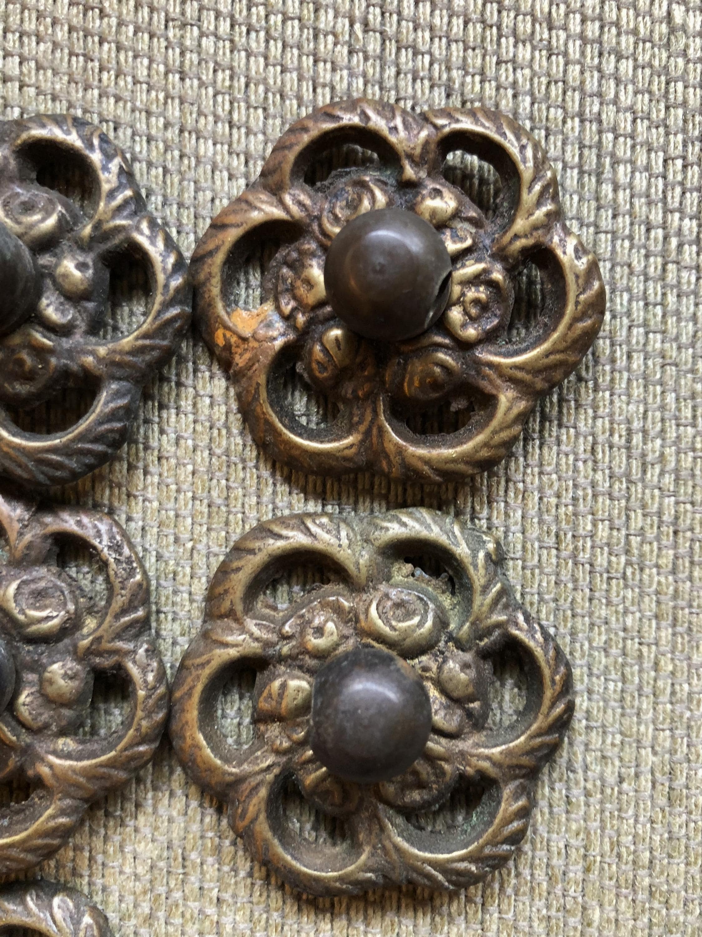 French Provincial Brass Drawer Pull With Rosettes, Victorian Dresser ...