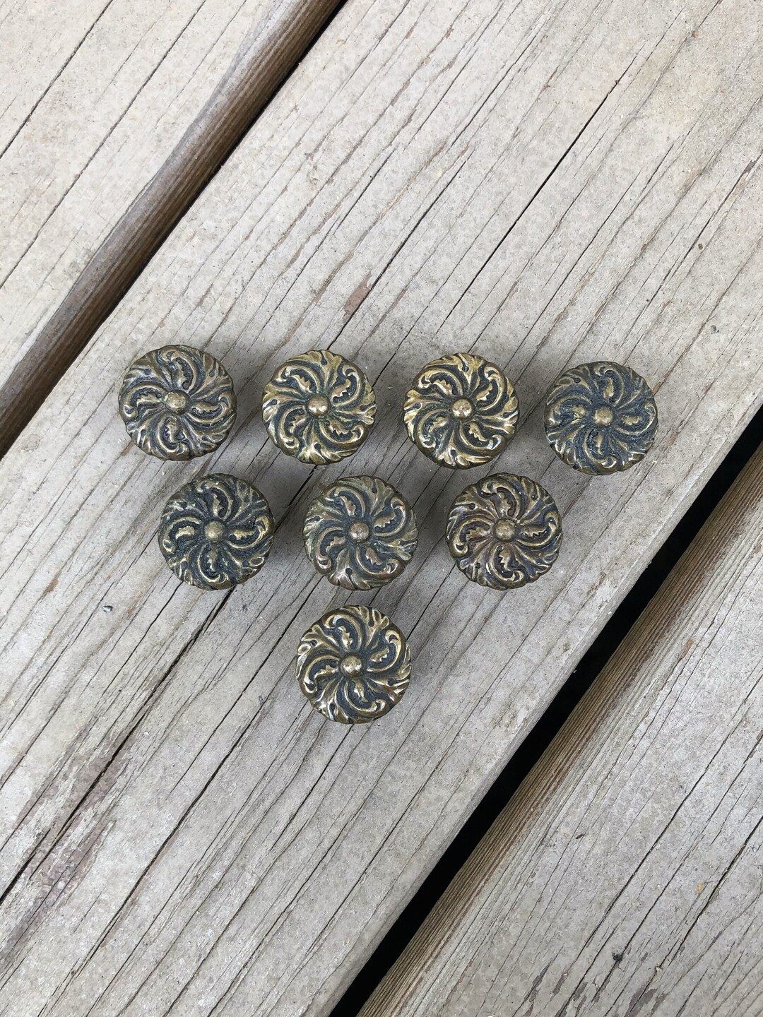 Vintage Flower Drawer Knobs French Provincial Small Brass Finish SET OF ...