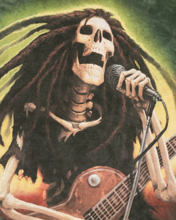 Skeleton singer green marble t-shirt - Gem