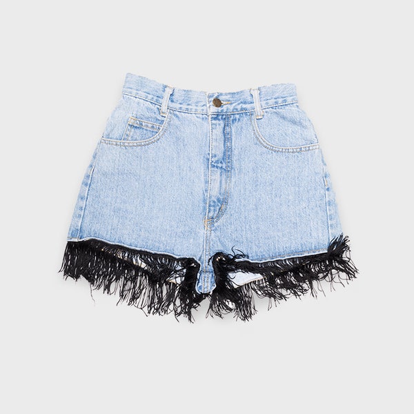 Fringe Denim Shorts - Etsy
