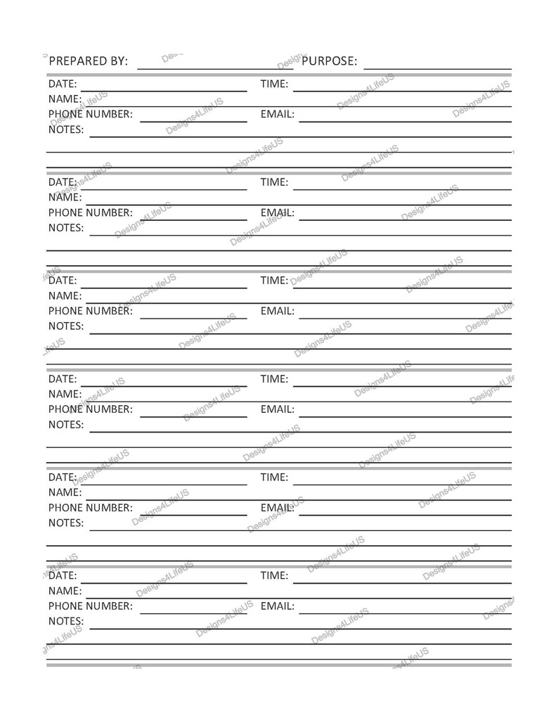 Contact List Instant Download PDF With Editable Fields - Etsy