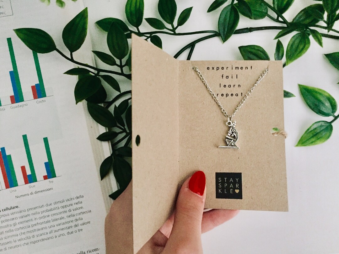 Microscope Necklace // Science Geek Gift - Science Teacher Gift ...