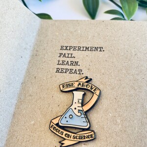 RISE ABOVE, Focus on Science - Chemical Bottle Enamel Pin Science ...