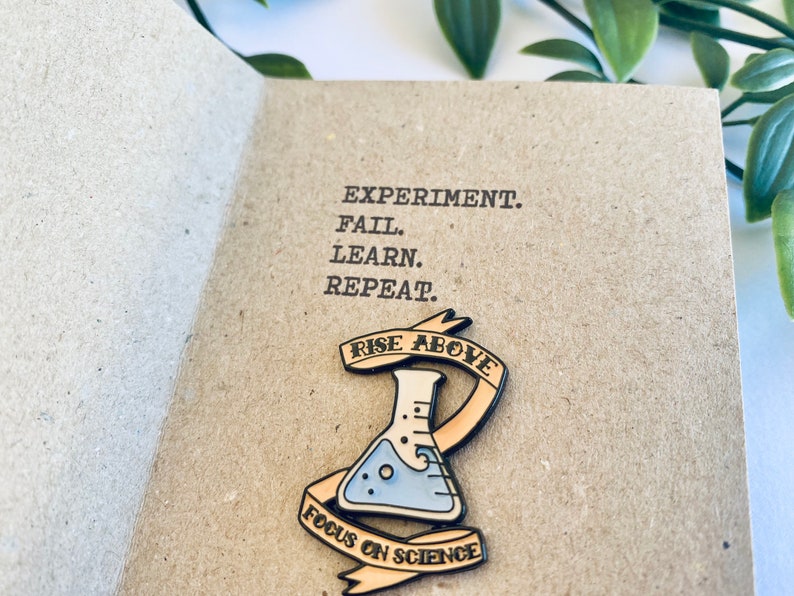 RISE ABOVE, Focus on Science Chemical Bottle Enamel Pin Science ...
