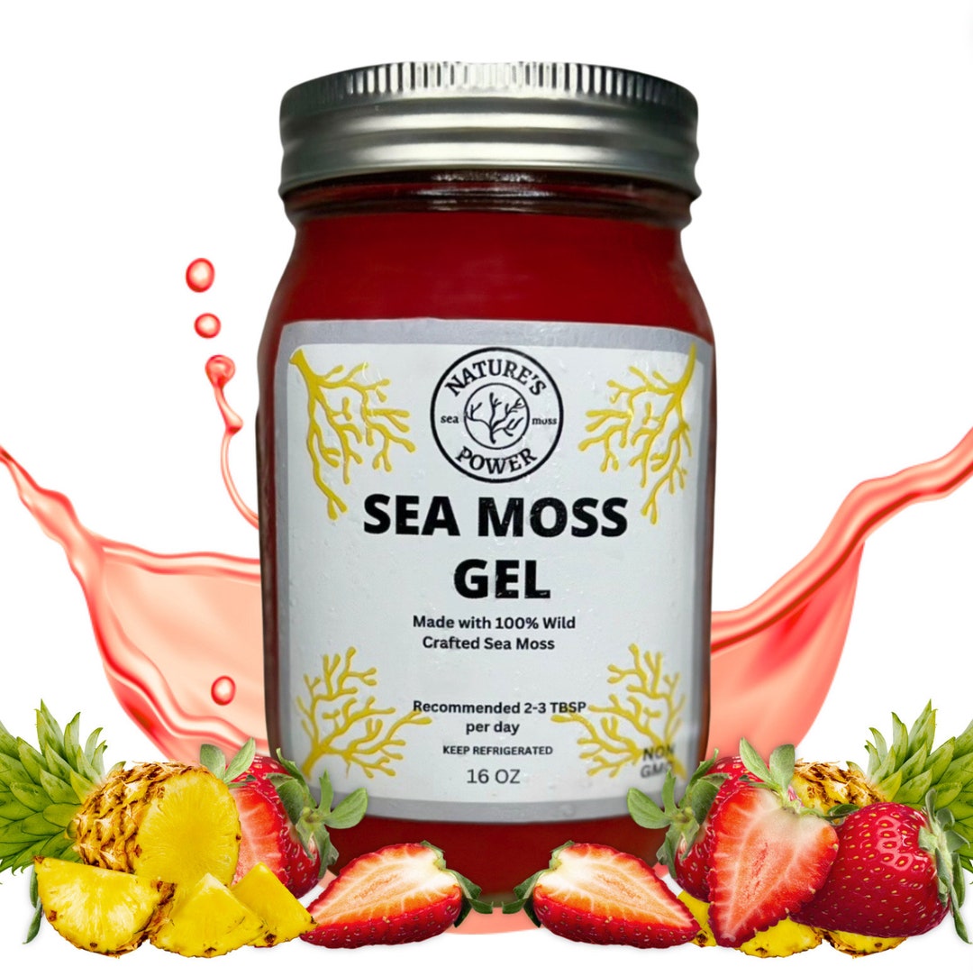 Pineapple and Strawberry Sea Moss Gel, Flavored Sea Moss Gel, Organic ...