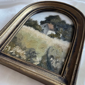 Farmhouse Oil Painting in Arched Frame | It Can Be Hung and Displayed ...